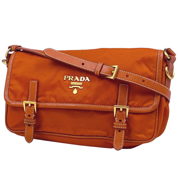 Prada | Bags | Prada Logo Shoulder Bag Tessuto Nylon Orange | Poshmark